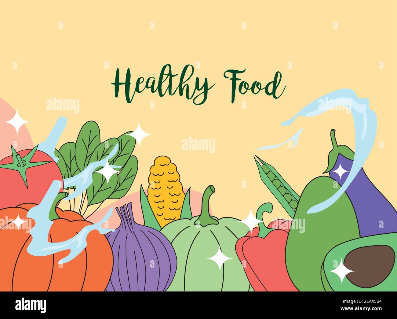 Healthy food with vegetables icon group design, organic and healthy ...