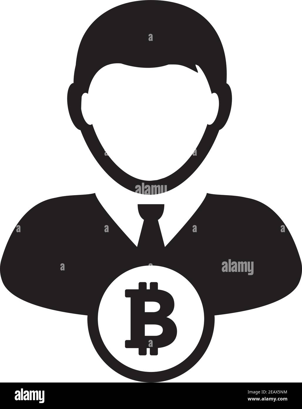 Bitcoin symbol icon vector blockchain cryptocurrency with male person ...