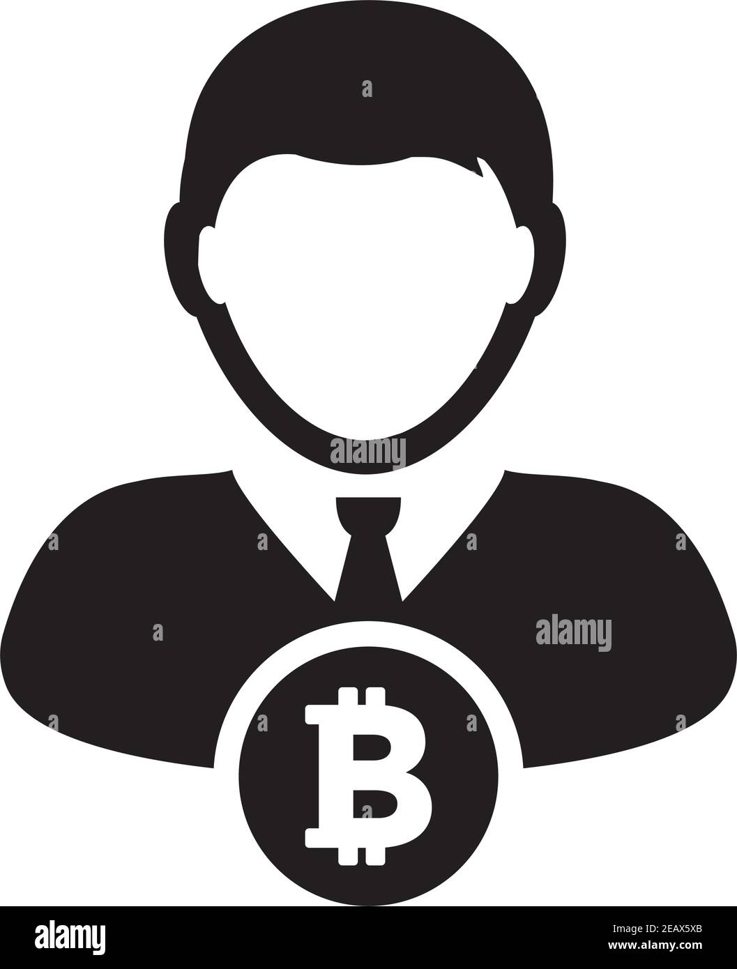 Bitcoin symbol icon vector blockchain cryptocurrency with male person ...