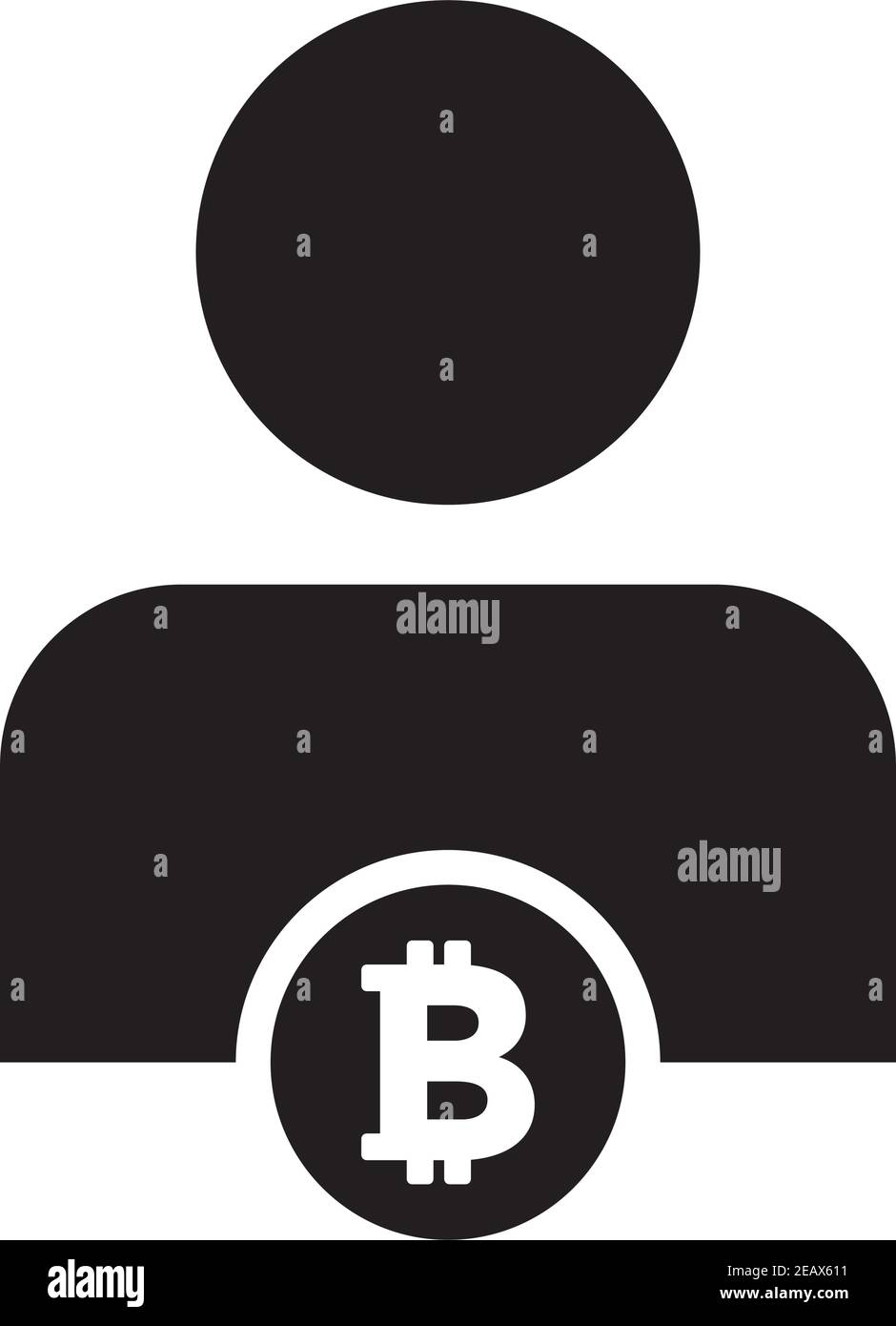 Bitcoin symbol icon vector blockchain cryptocurrency with male person ...