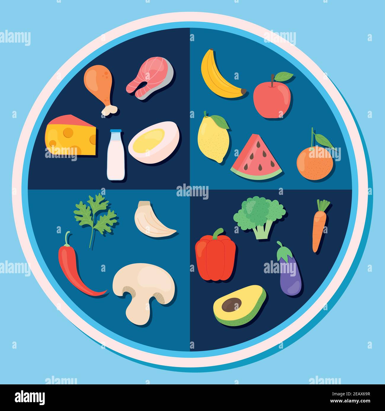 icon set of healthy food over blue background, colorful design, vector ...