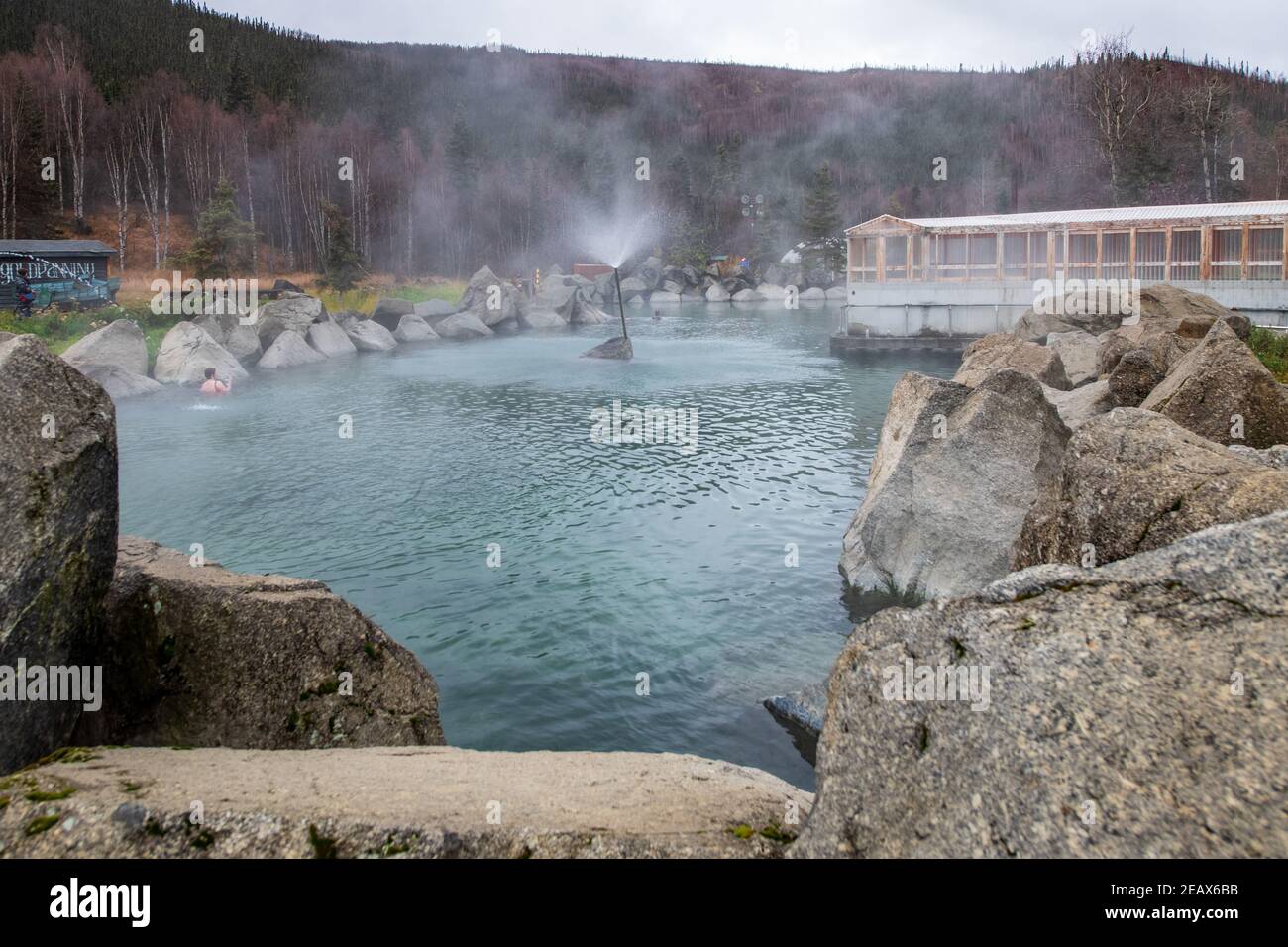 Natural Hot Springs Rock Lake at Chena Hot Springs is heated by ...