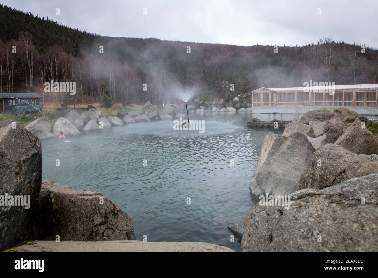 Natural Hot Springs Rock Lake at Chena Hot Springs is heated by ...