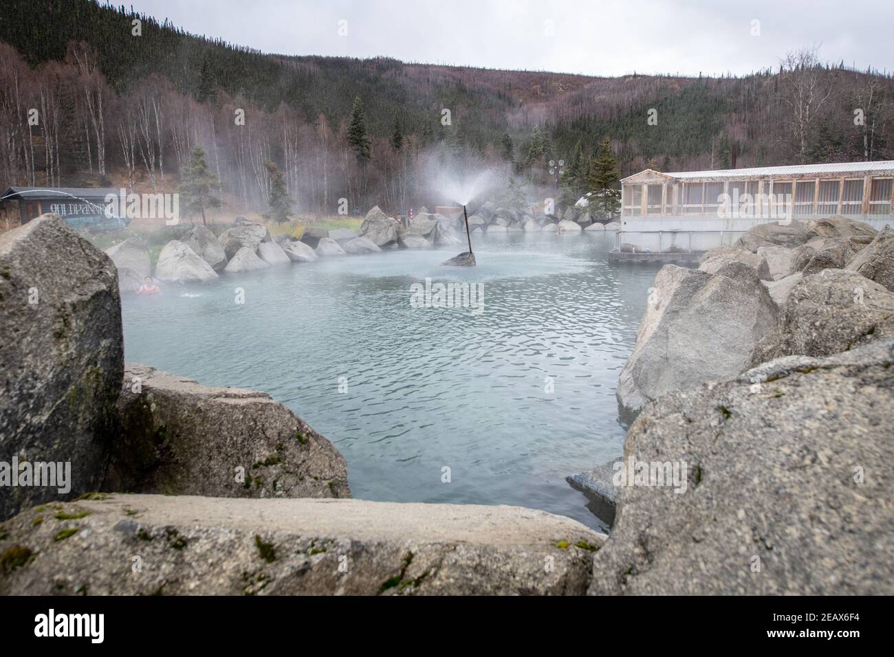 Natural Hot Springs Rock Lake at Chena Hot Springs is heated by ...