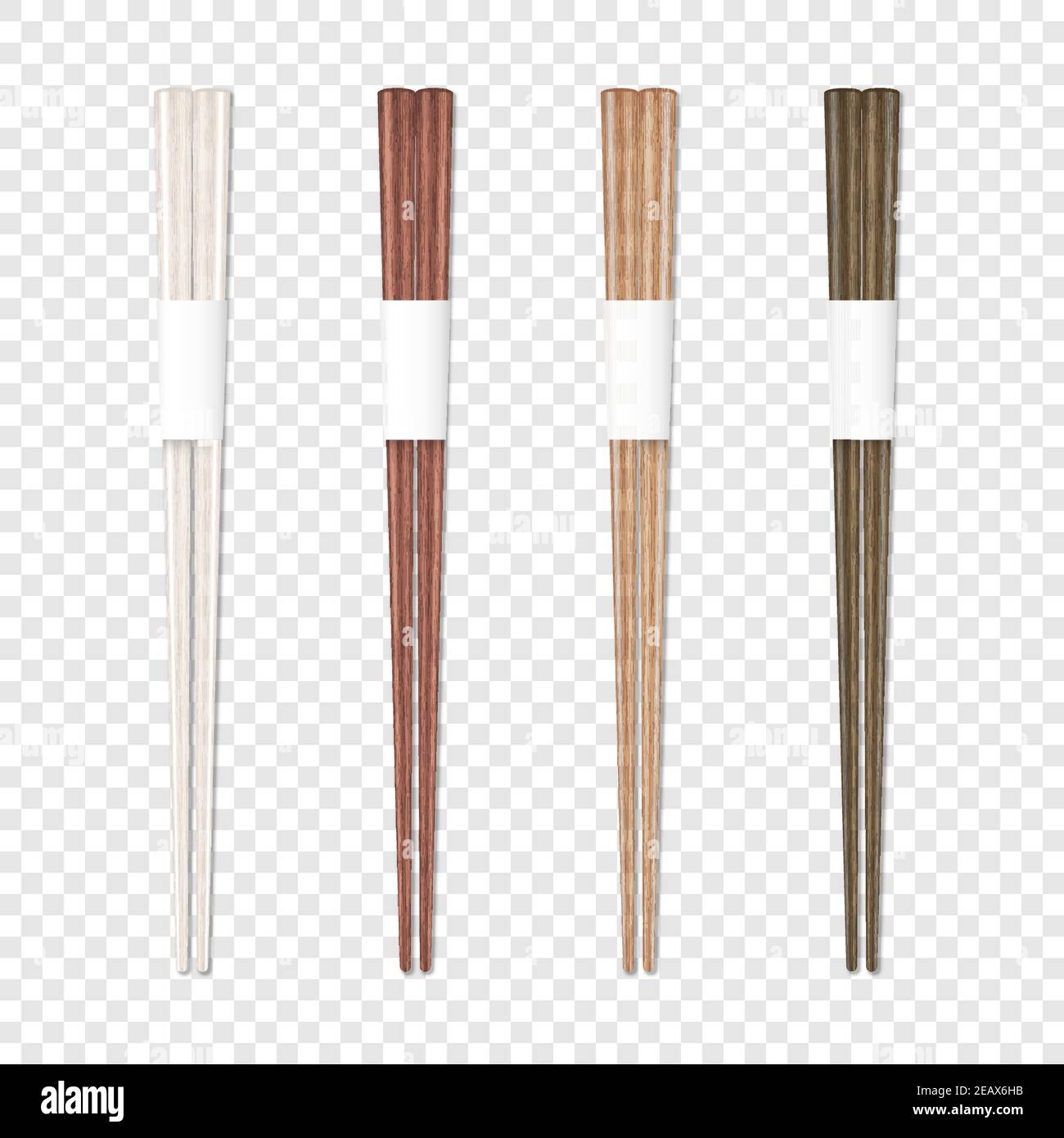 Vector 3d Realistic Wooden Chopsticks Set Closeup Isolated. Design ...