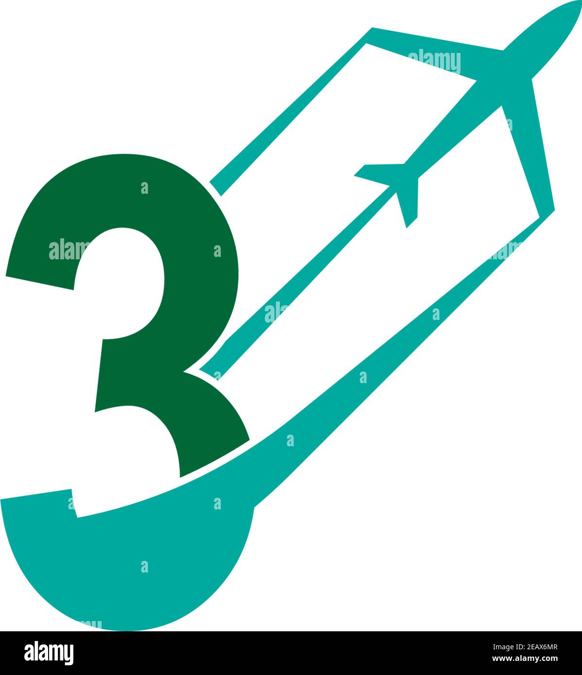 Number 3 with plane logo icon design vector illustration Stock Vector ...