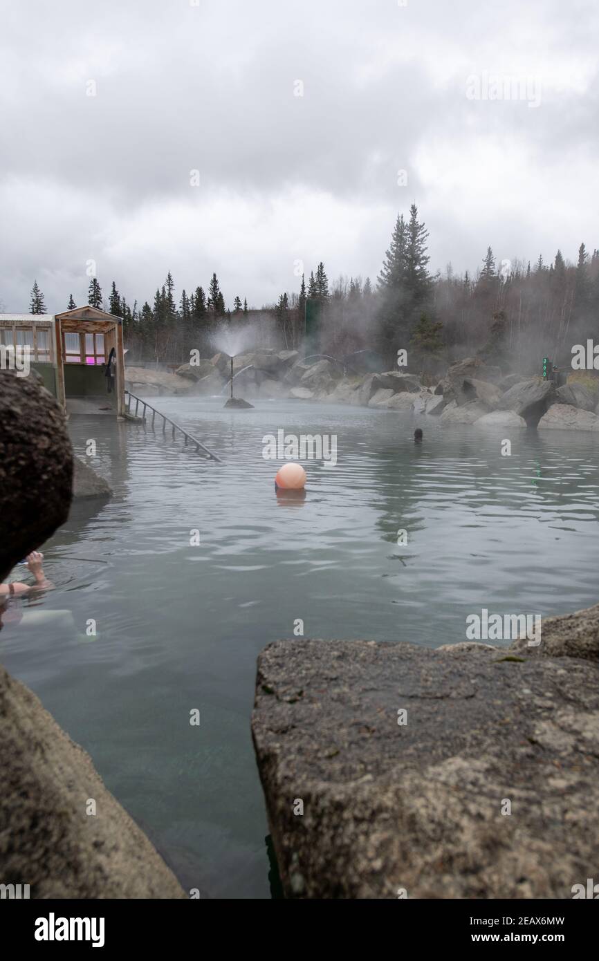 Natural Hot Springs Rock Lake at Chena Hot Springs is heated by ...