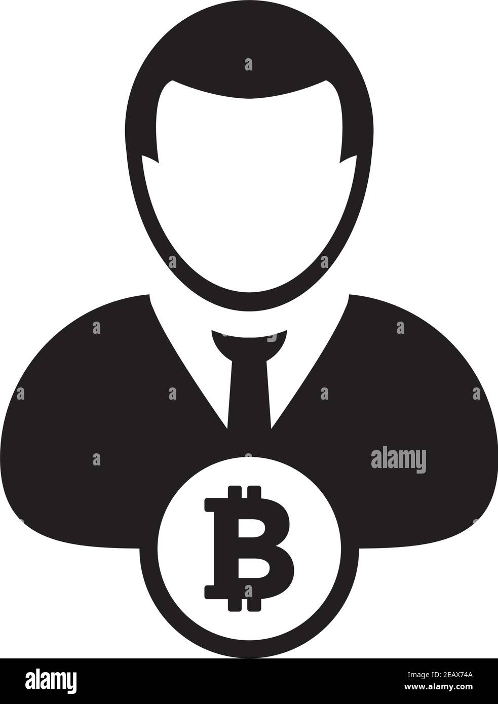 Bitcoin symbol icon vector blockchain cryptocurrency with male person ...