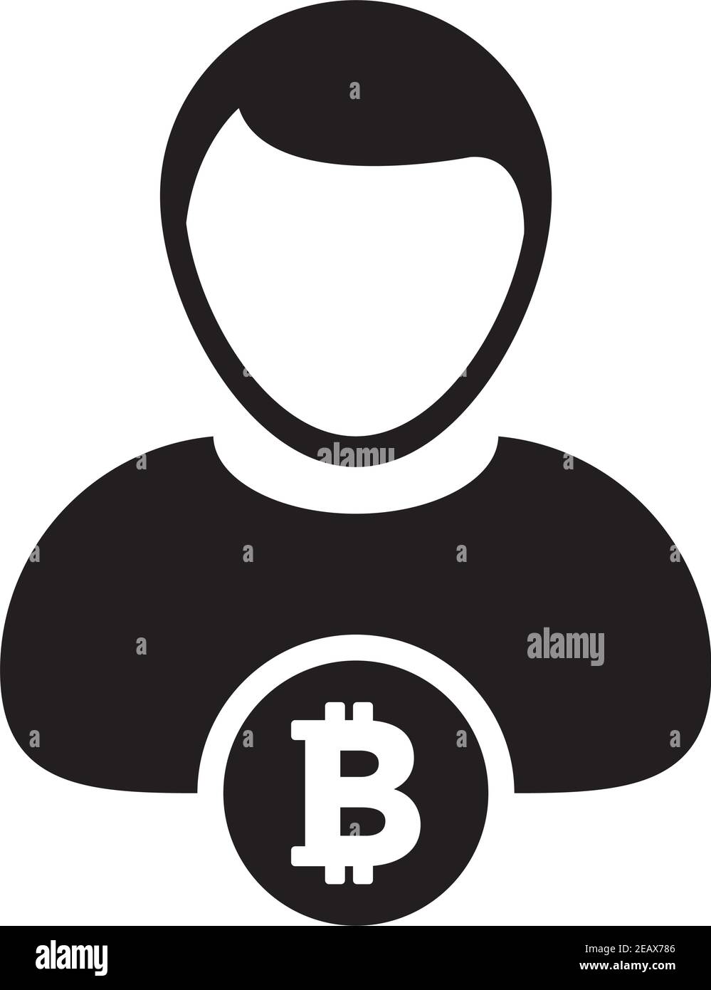 Bitcoin symbol icon vector blockchain cryptocurrency with male person ...