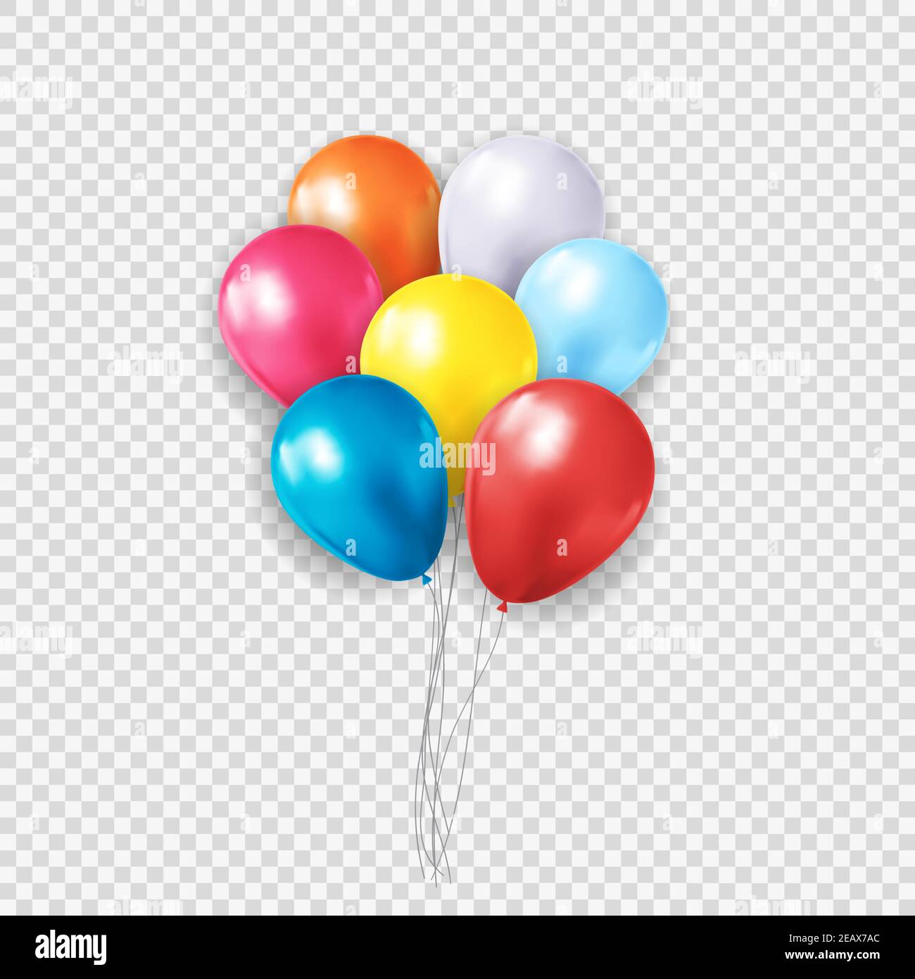 Group of Colour Glossy Helium Balloons Isolated on Transparent ...