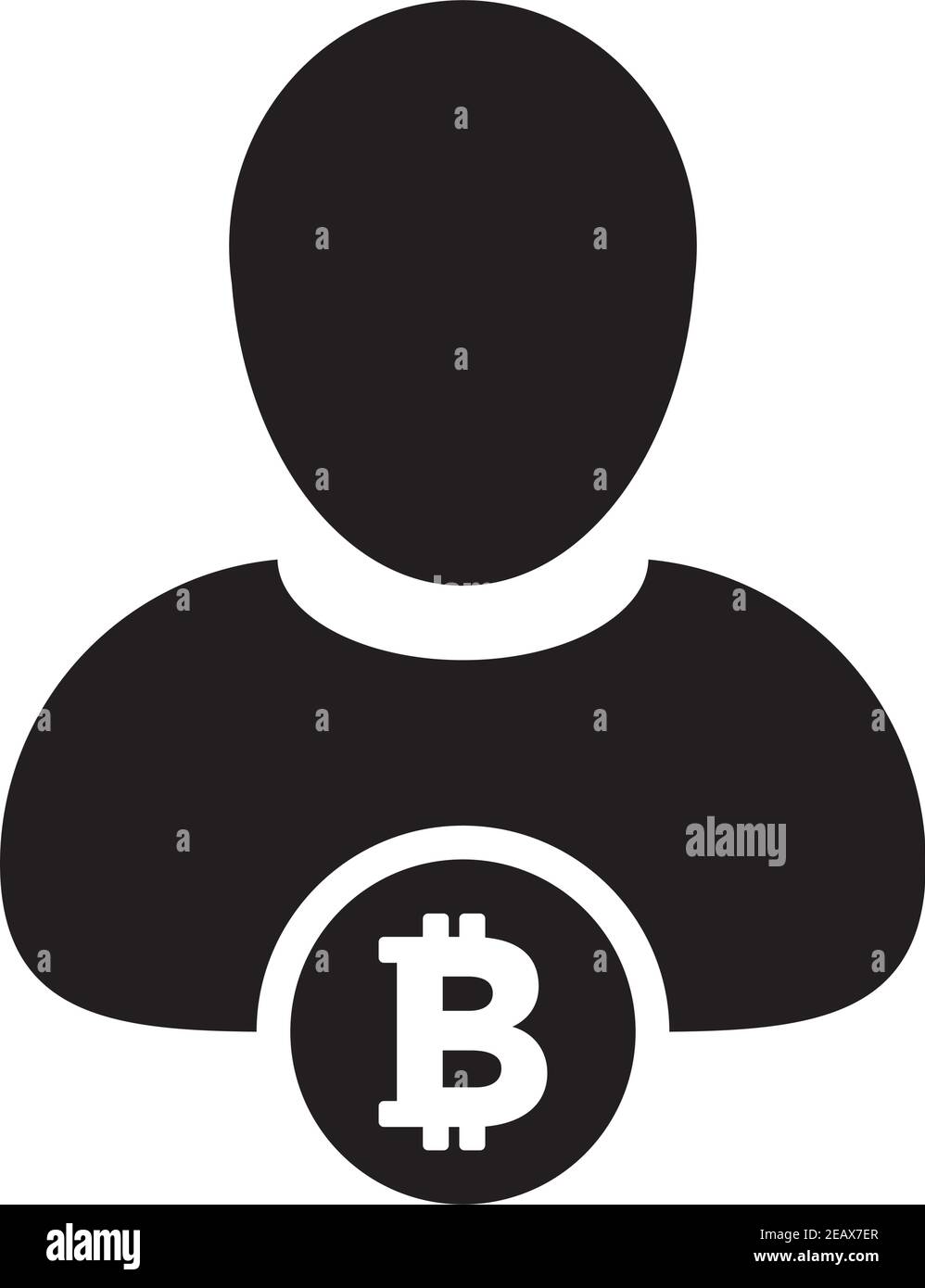 Coin icon vector bitcoin cryptocurrency blockchain with male person ...