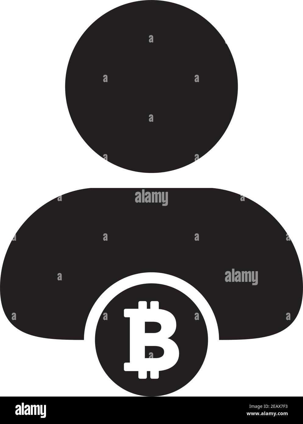 Cryptocurrency icon vector bitcoin blockchain with male person profile ...