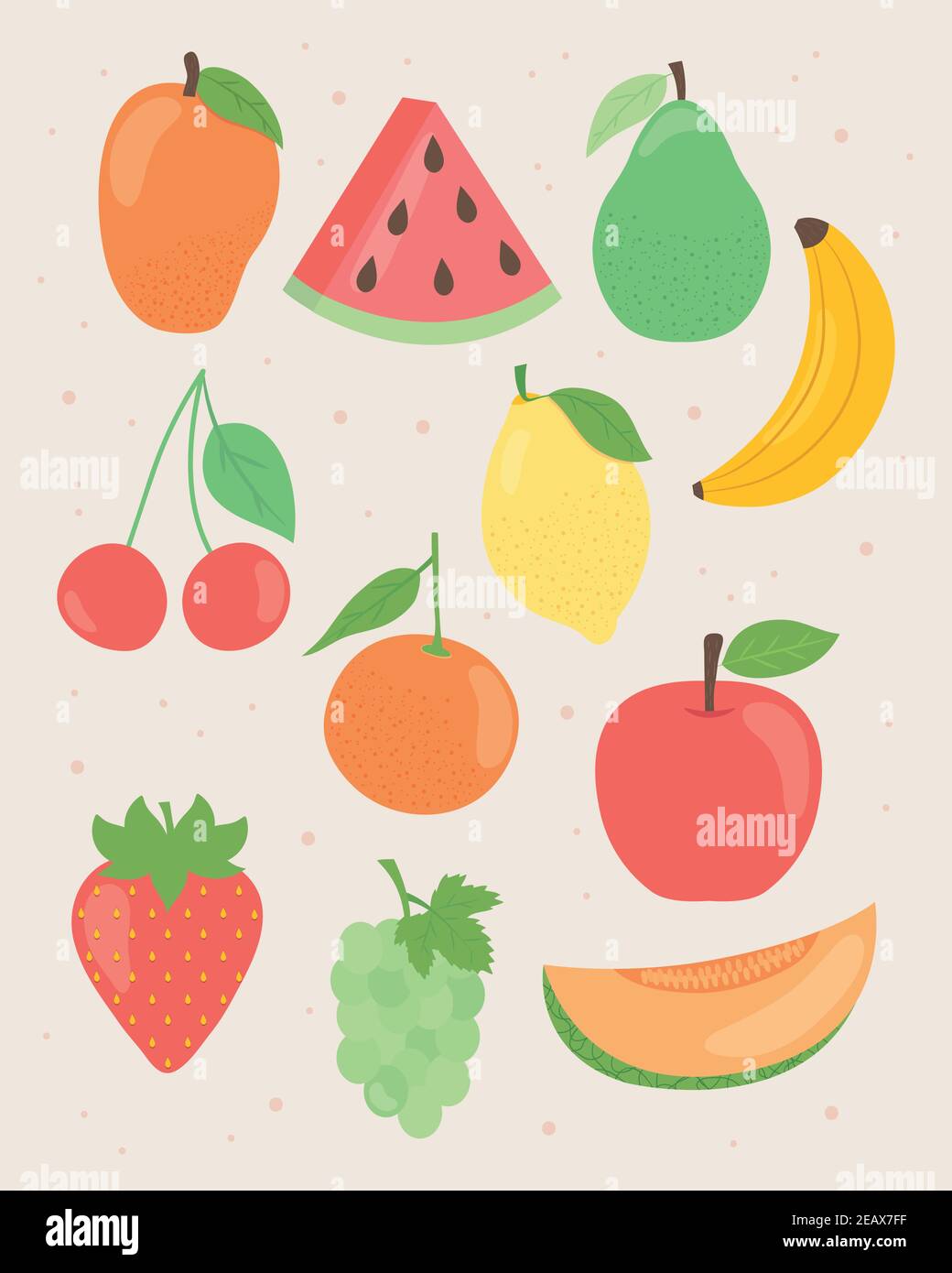 tropical fruits icon set over white background, flat style, vector ...