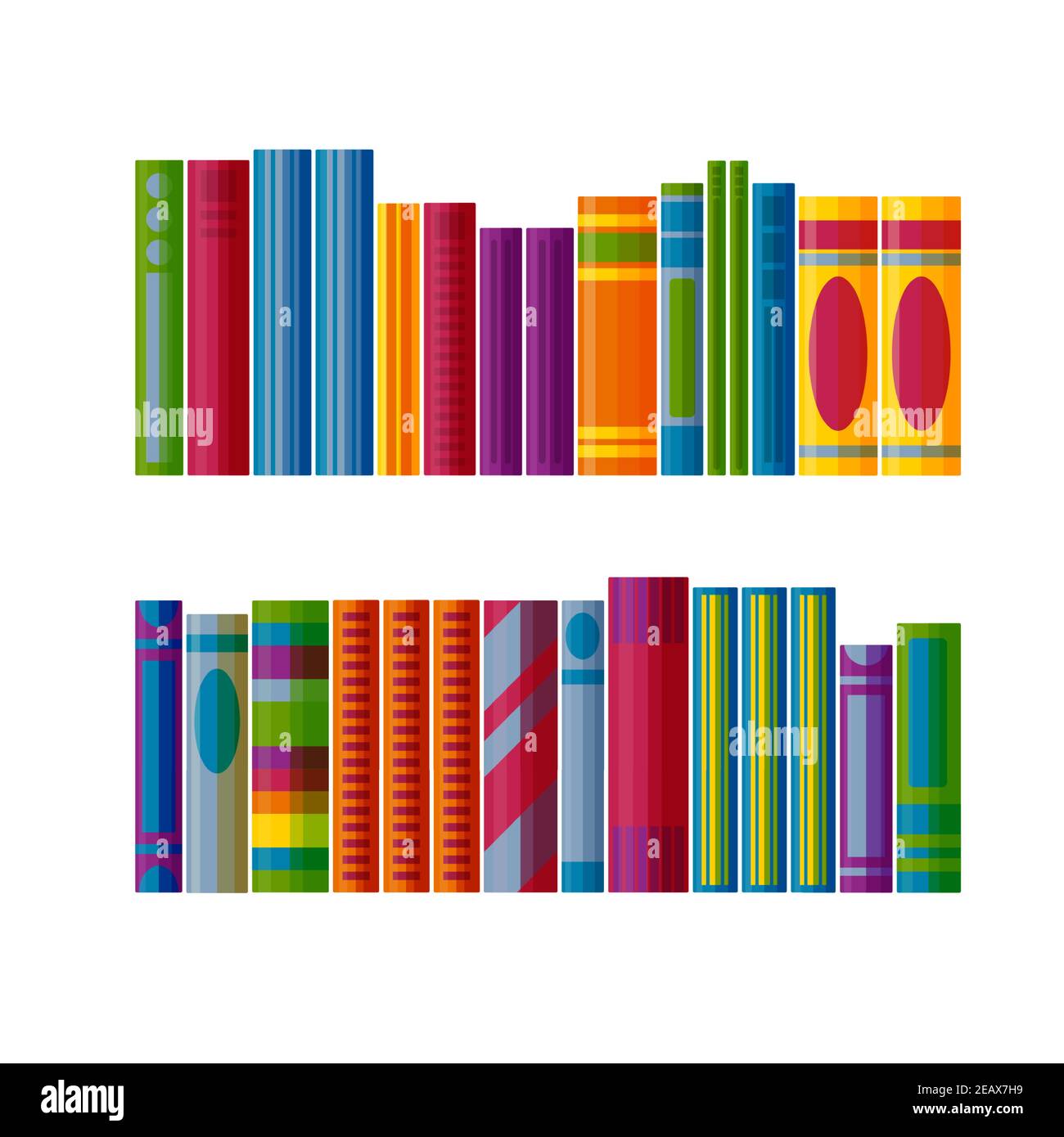 Books in literature store. Education books in cartoon style. Vector ...
