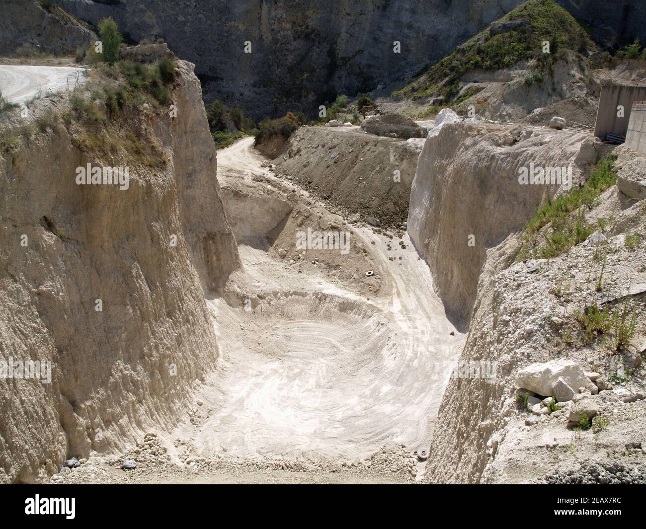 Large excavated pit at quarry at Troumpeta, Corfu, Greece Stock Photo ...