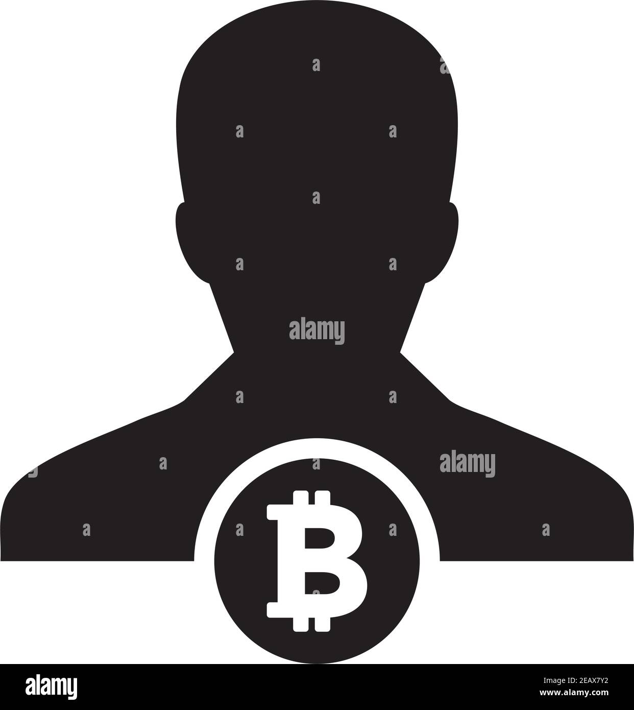 Money icon vector bitcoin blockchain cryptocurrency with male person ...