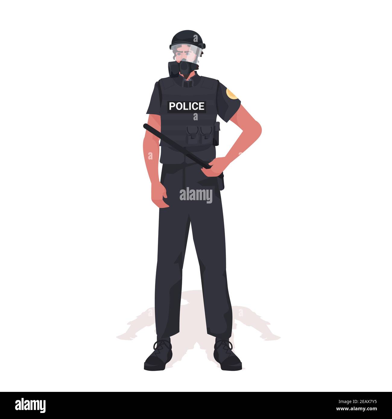 policeman in full tactical gear riot police officer holding baton ...
