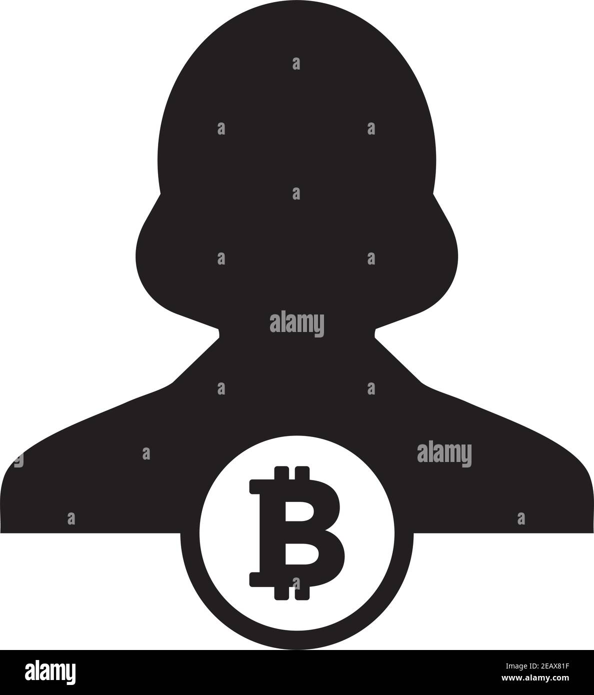Bitcoin symbol icon vector blockchain cryptocurrency with female person ...