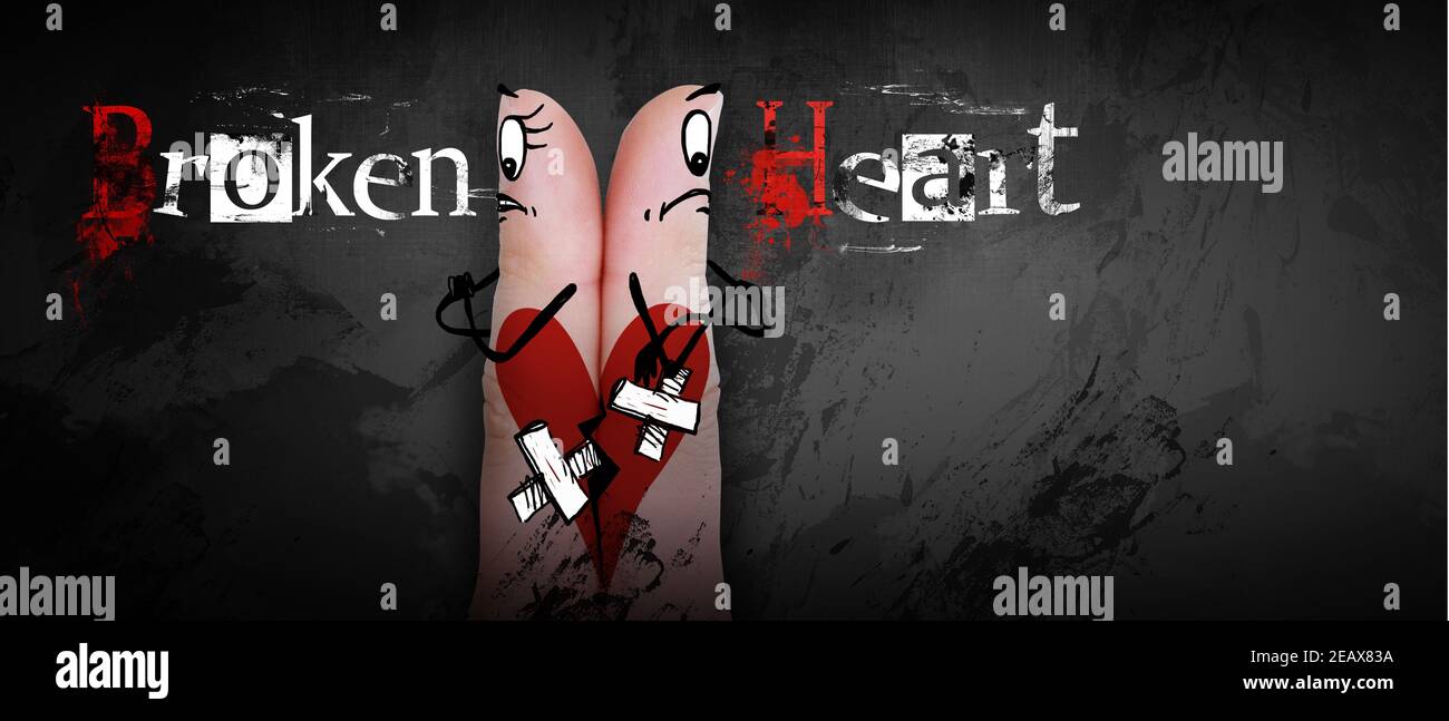 Heartbreak concept with broken heart. Separation and divorce. 3d ...