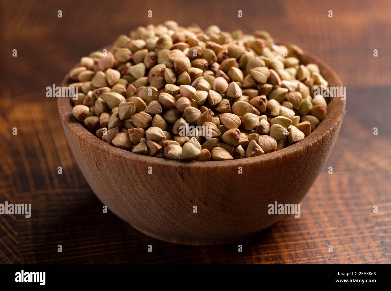 Buckwheat Grain on a Dark Wooden Butcher Block Stock Photo - Alamy
