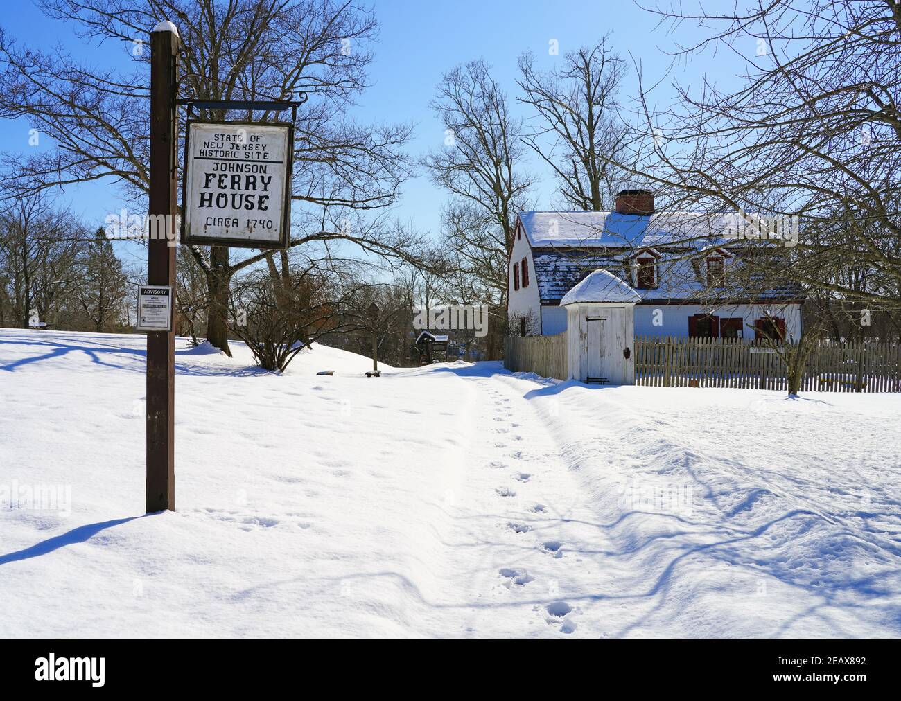 WASHINGTON CROSSING, PA –8 FEB 2021- Winter view of the landmark ...