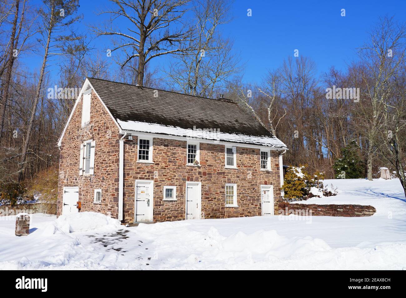 WASHINGTON CROSSING, PA –8 FEB 2021- Winter view of the landmark ...