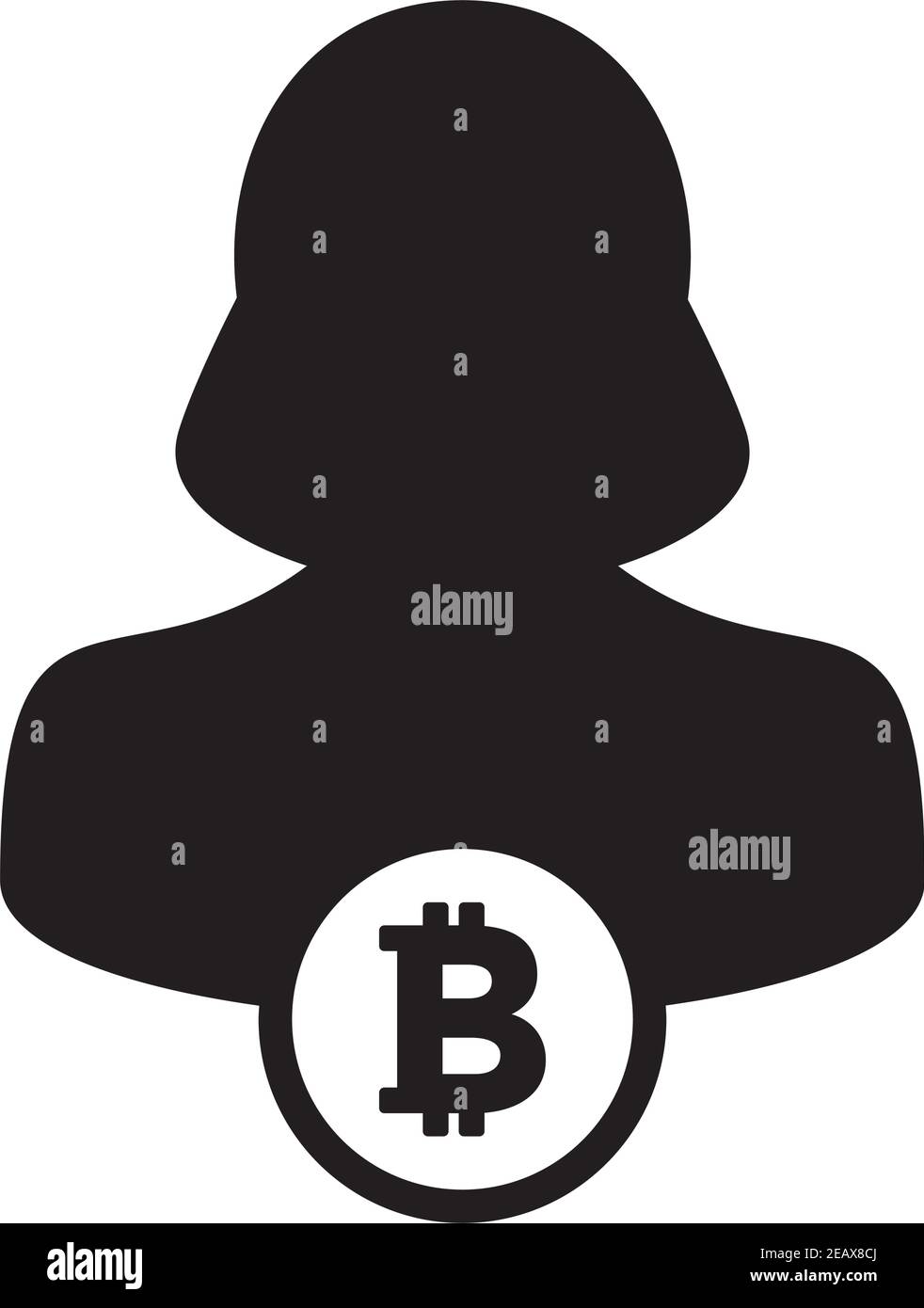 Crypto icon vector bitcoin digital currency symbol with female person ...