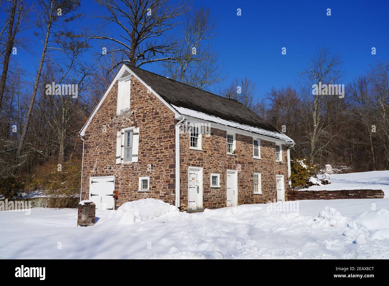 WASHINGTON CROSSING, PA –8 FEB 2021- Winter view of the landmark ...