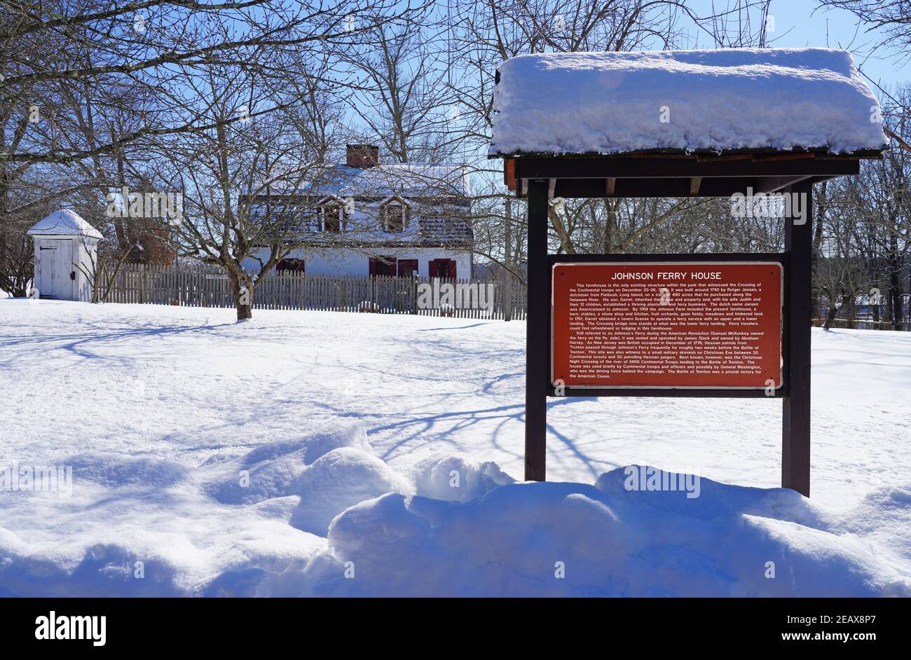 WASHINGTON CROSSING, PA –8 FEB 2021- Winter view of the landmark ...