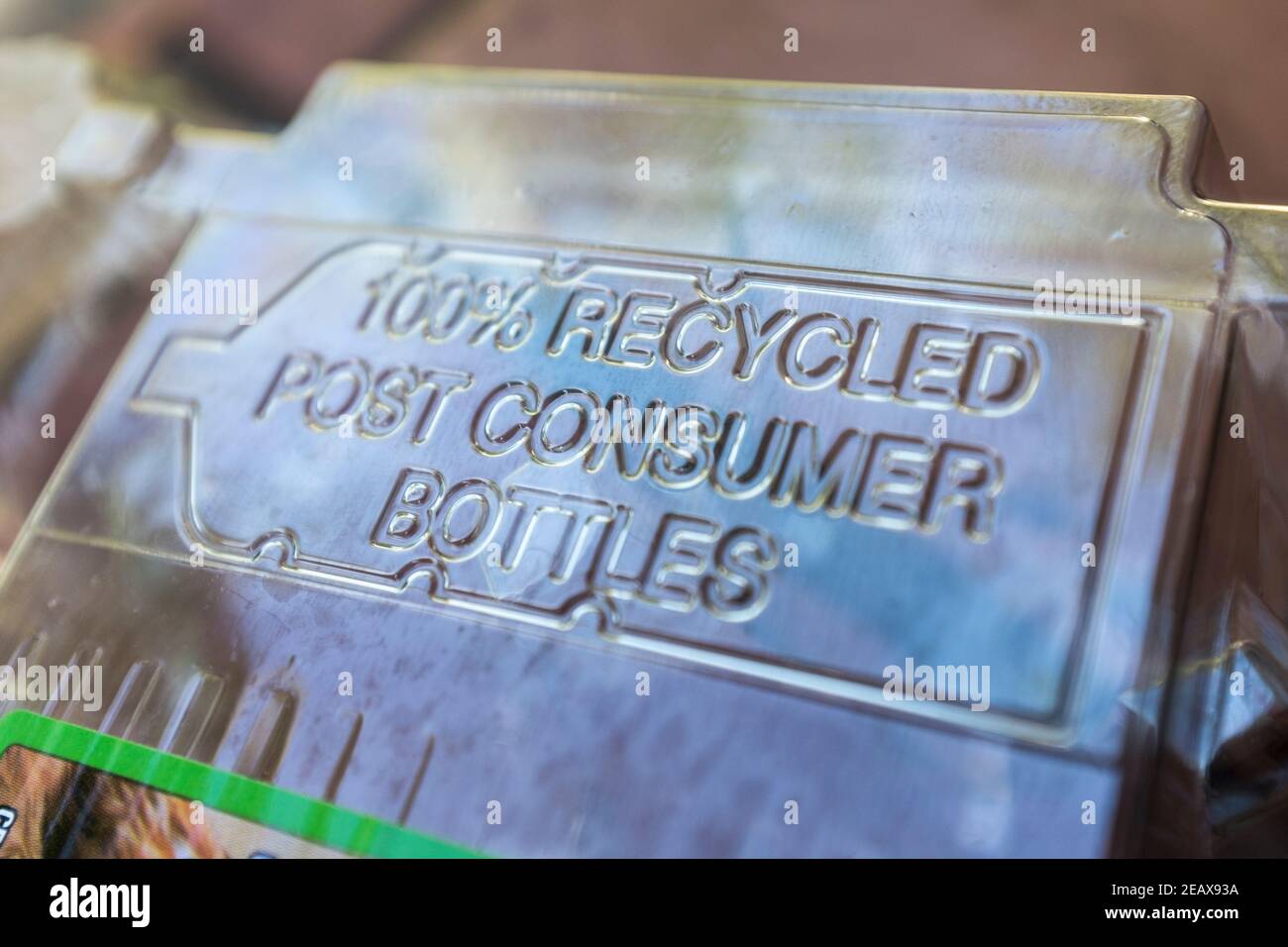 A close up of a transparent Egg Box made from 100% recycled post ...