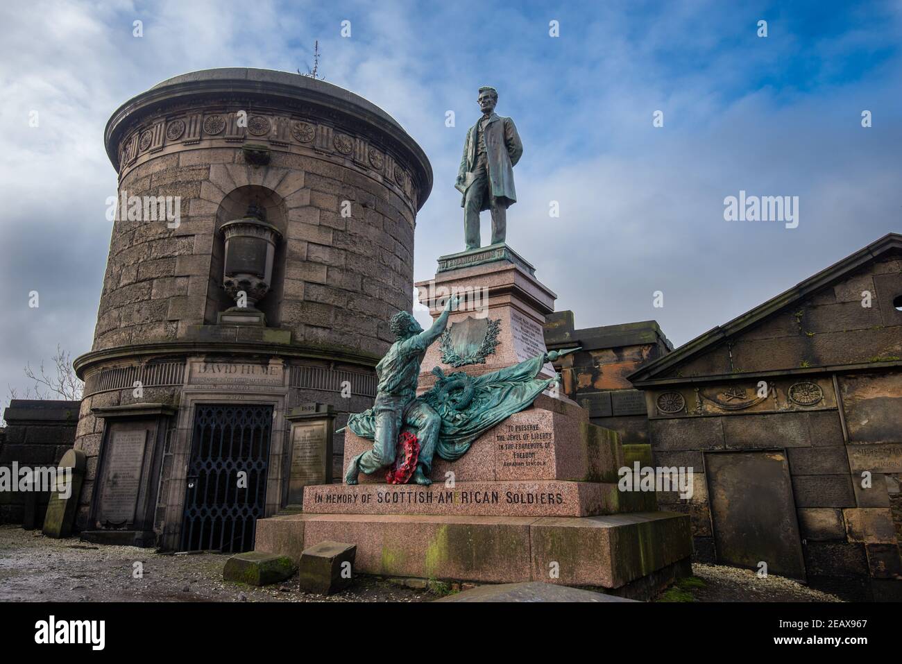 Tomb of David Hume and the monument to Scottish-Americans who fought in ...