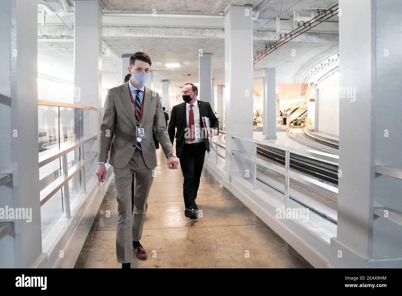 Sen. Mike Lee (R-Utah) leaves the Capitol after the second day of the ...