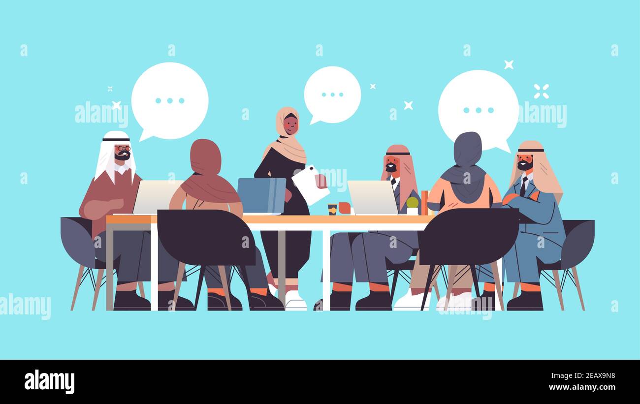 arabic businesspeople group discussing during conference meeting at ...