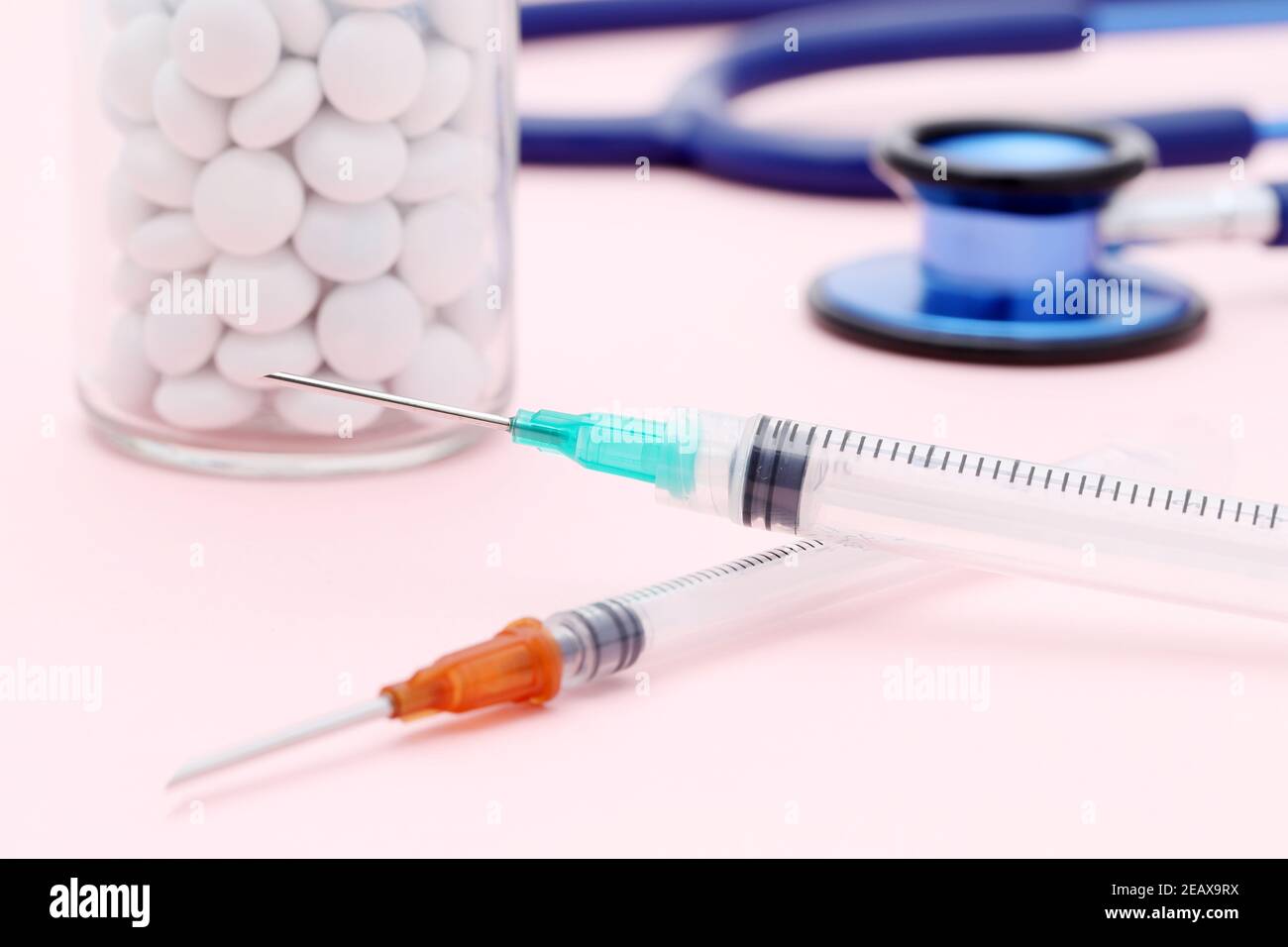 medicine diagnosis and prescription, syringe, stethoscope, drug Stock ...