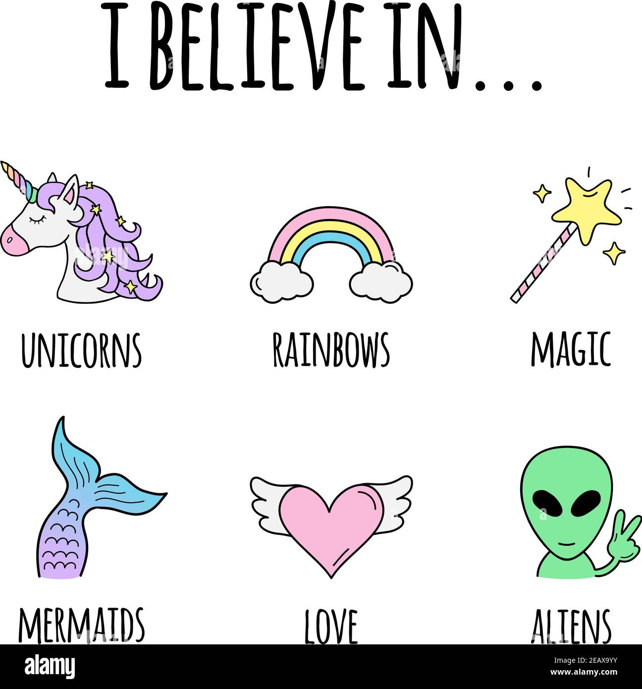 I believe in... vector illustration design. I believe in unicorns ...