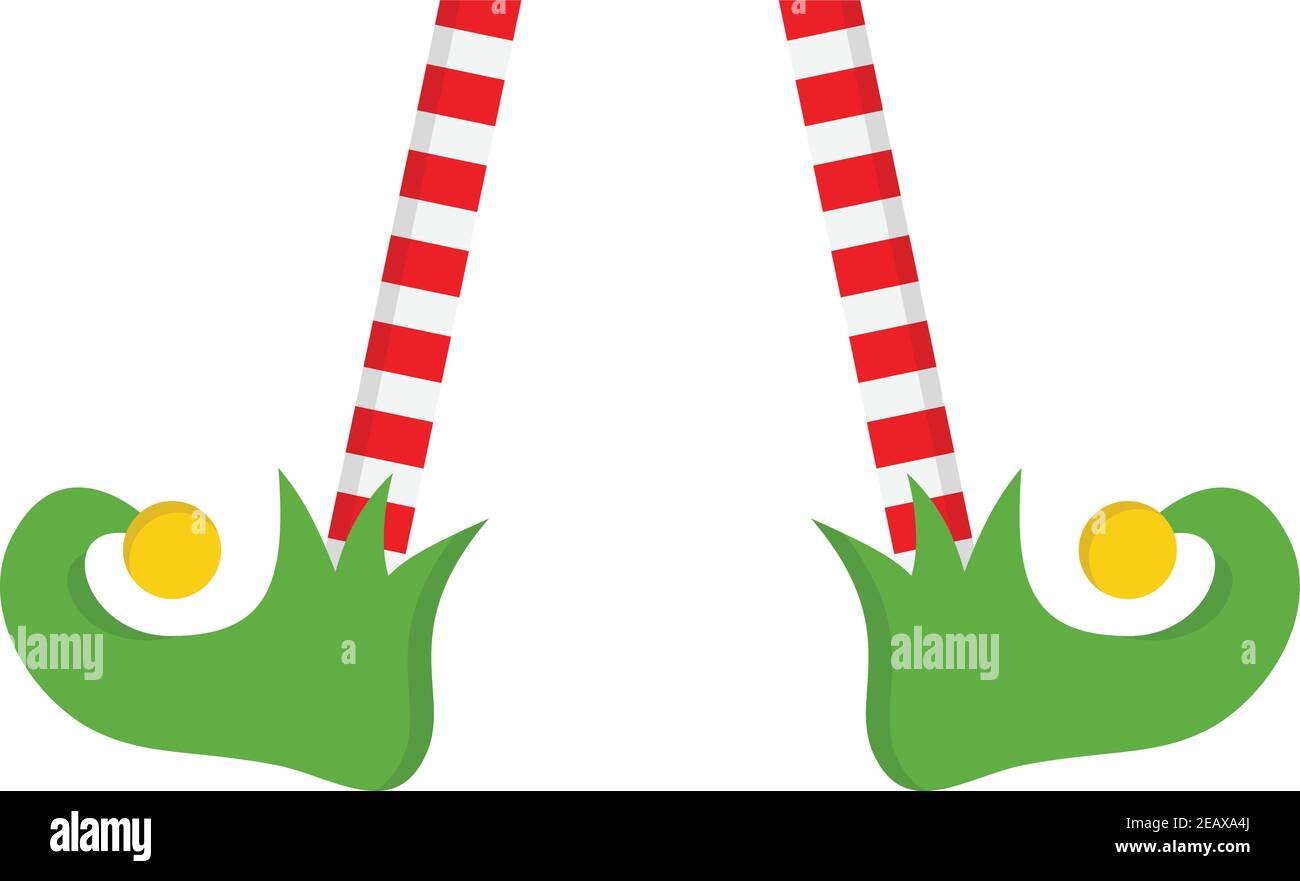 Christmas elf vector illustration icon. Cute red and white striped legs ...