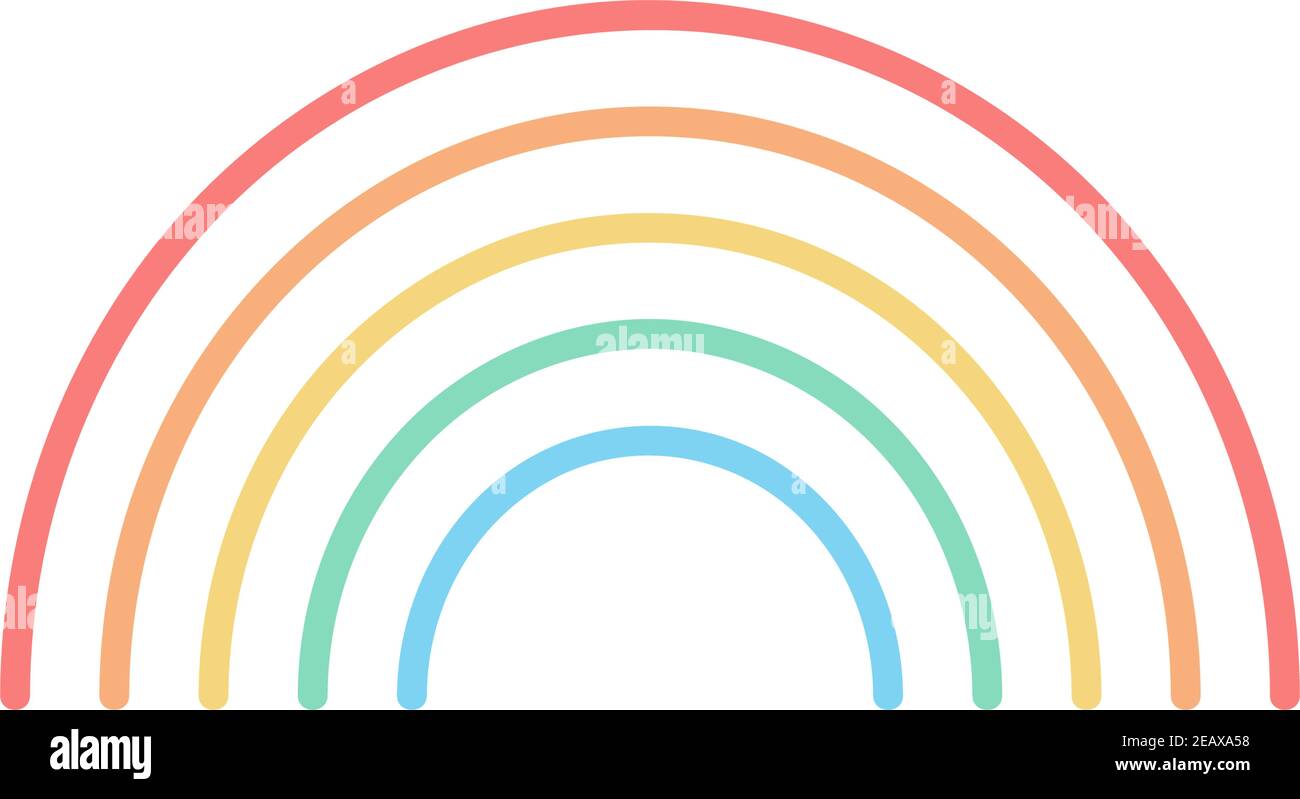Rainbow vector illustration. Simple pastel rainbow line design, icon ...