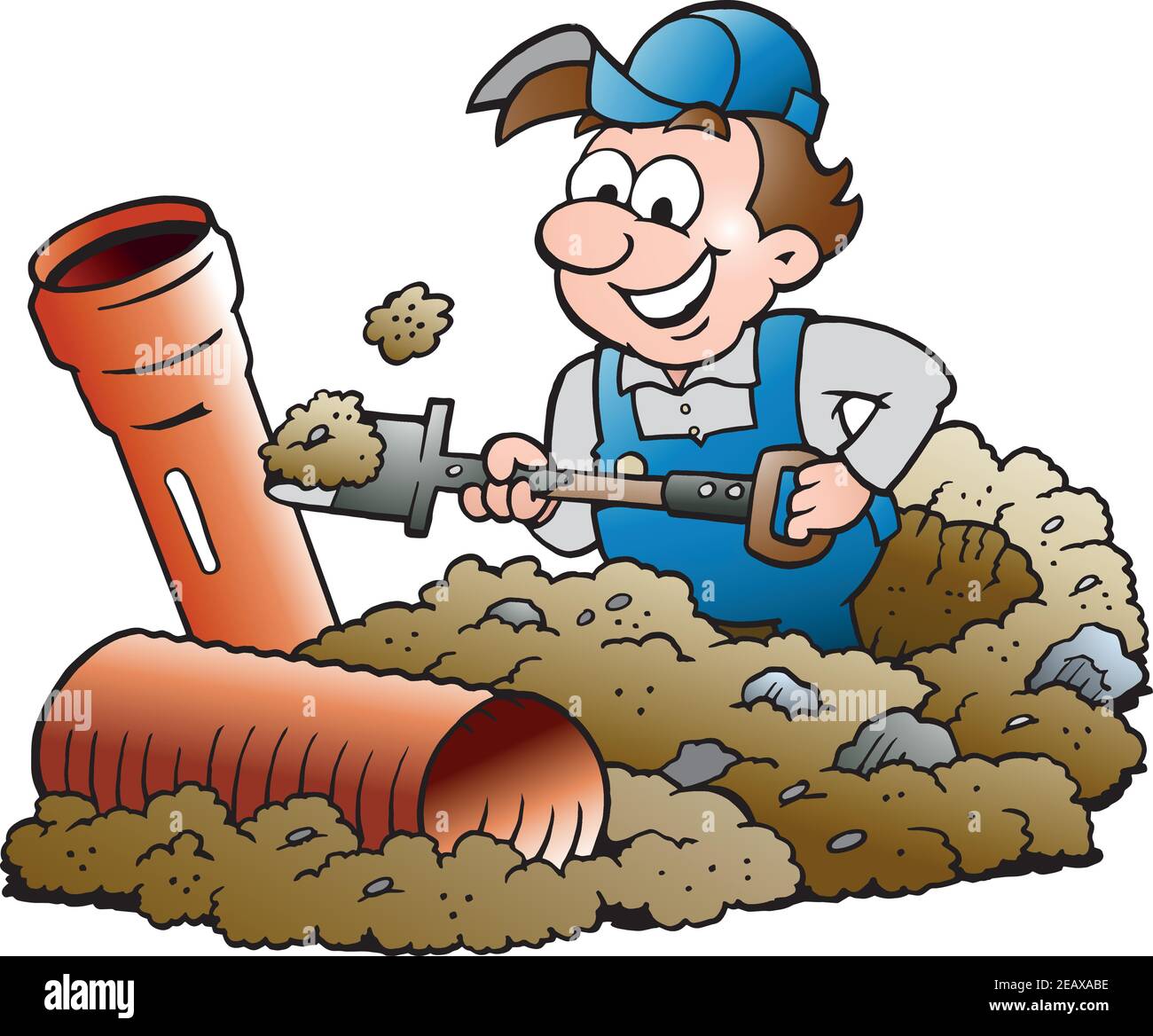 Vector Cartoon illustration of a Happy Sewer Master Handyman Stock ...
