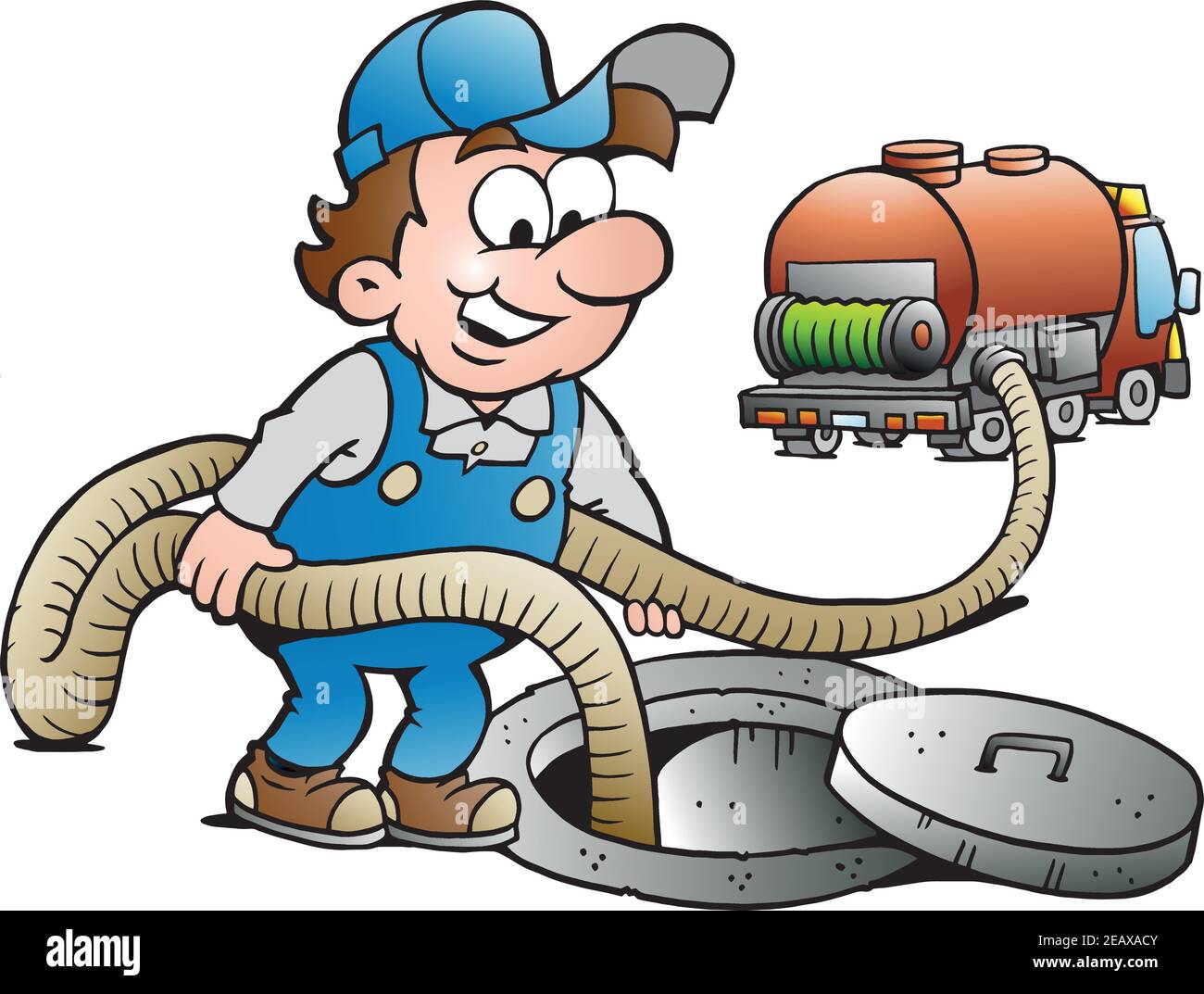 Vector Cartoon illustration of a Happy Sewer Master Handyman Stock ...