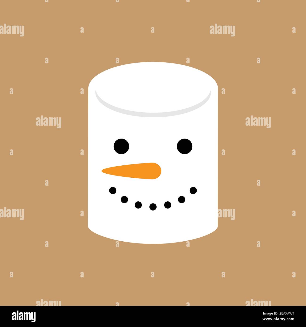 Cute simple snowman marshmallow vector illustration. Snowman face ...
