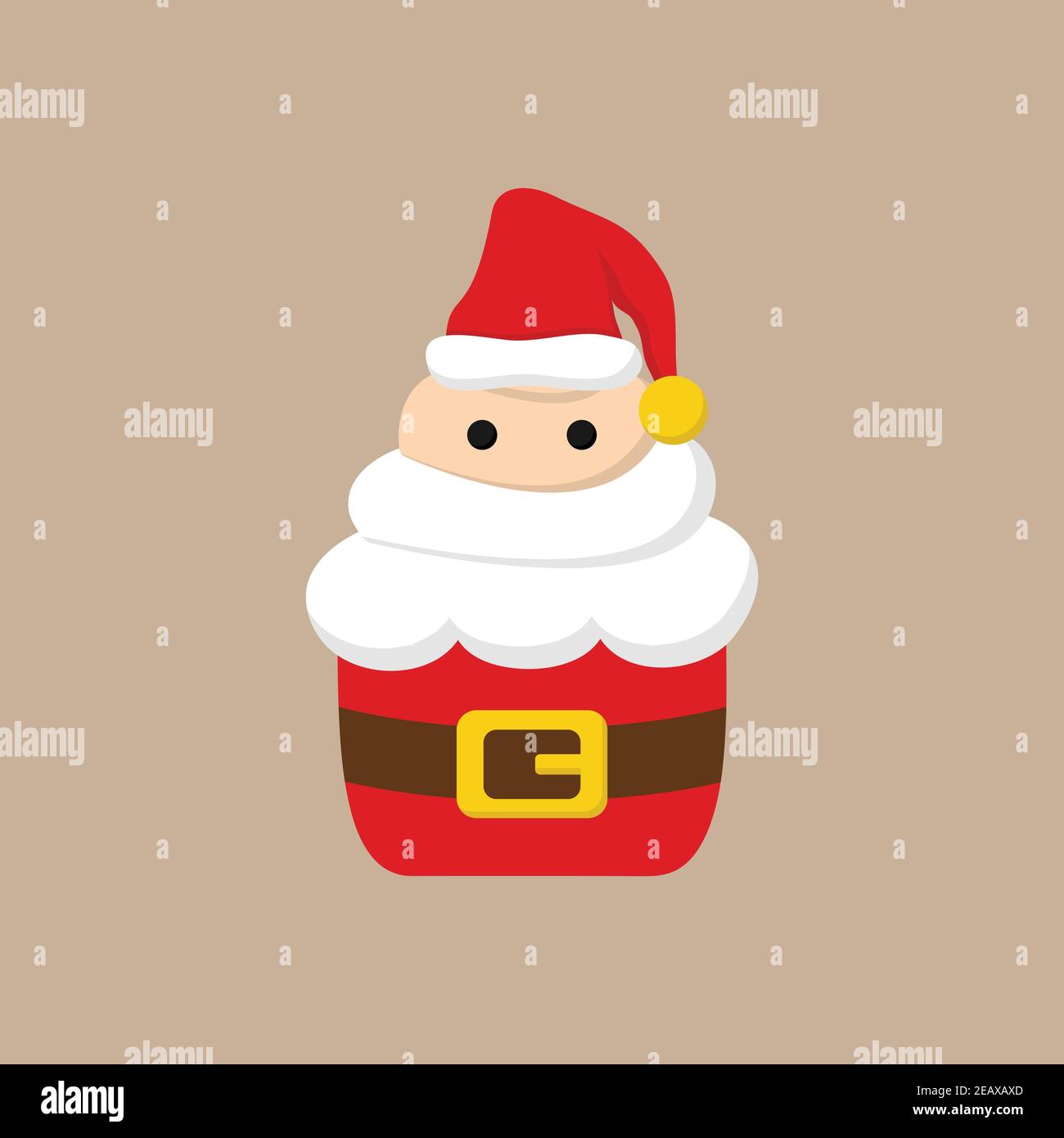 Christmas, santa cupcake vector illustration icon. Cute cupcake ...
