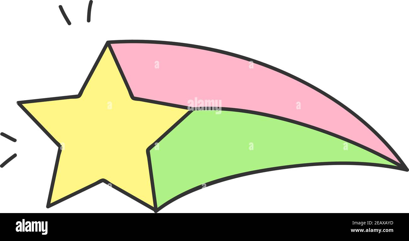 Comet star, cute magical comet doodle vector illustration. Isolated ...