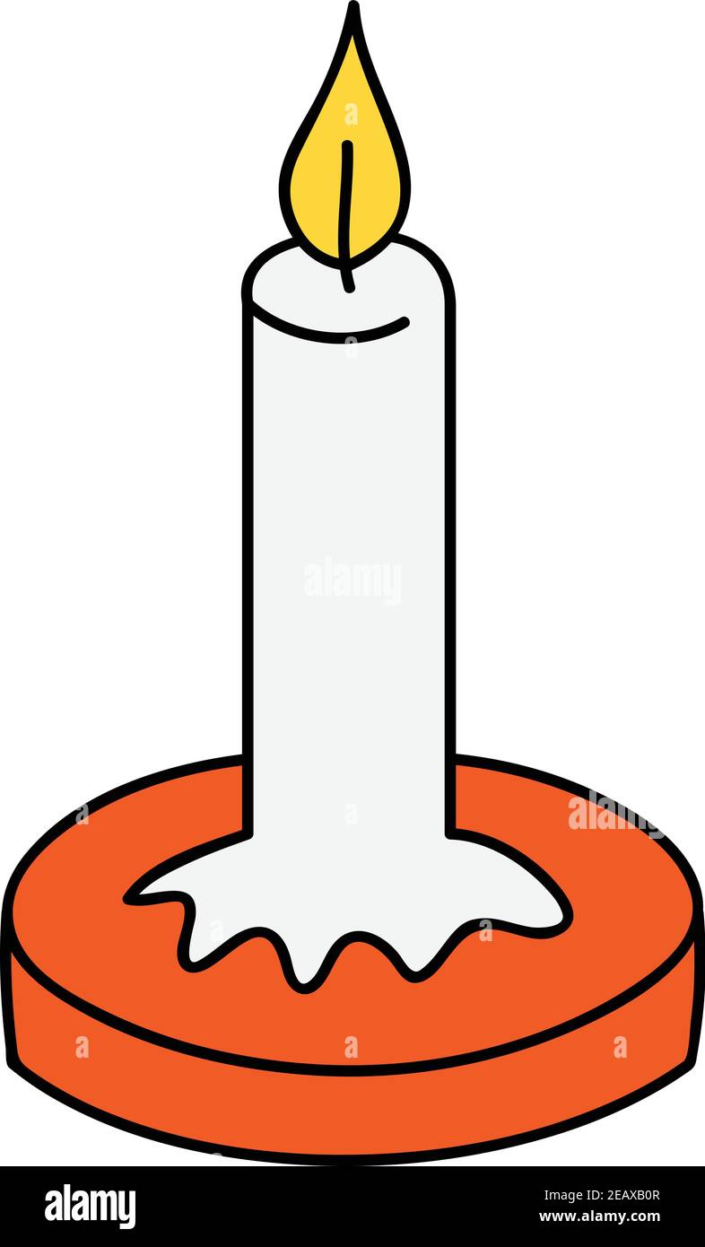 Candle vector illustration outlined icon. Autumn, winter, seasonal ...