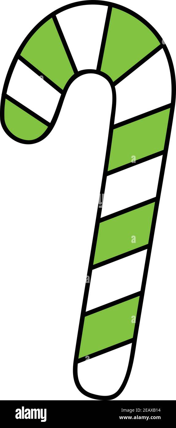 Christmas candy cane vector outlined illustration icon. Festive ...