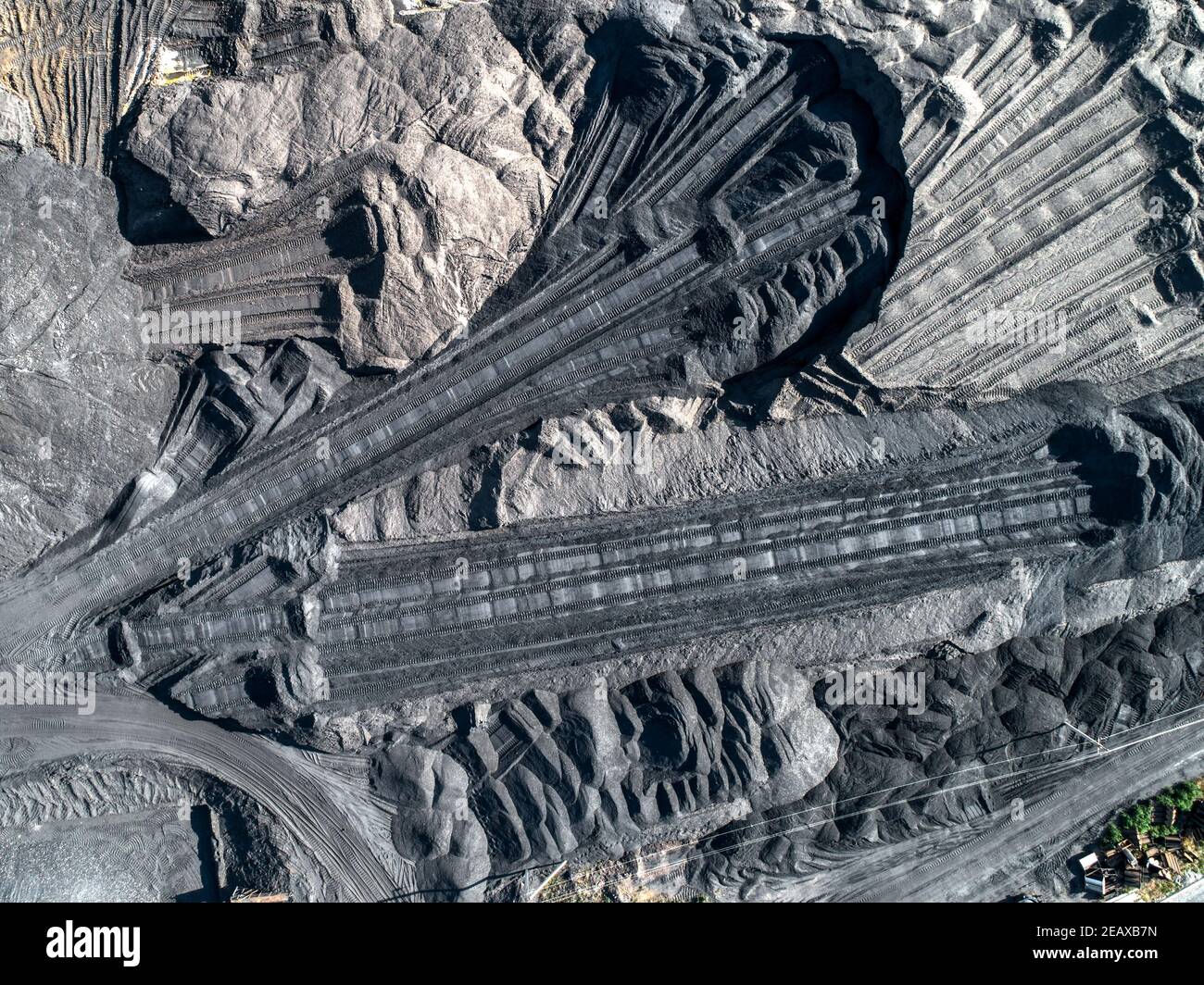 Dump of coal. A high pile, aerial view Stock Photo - Alamy