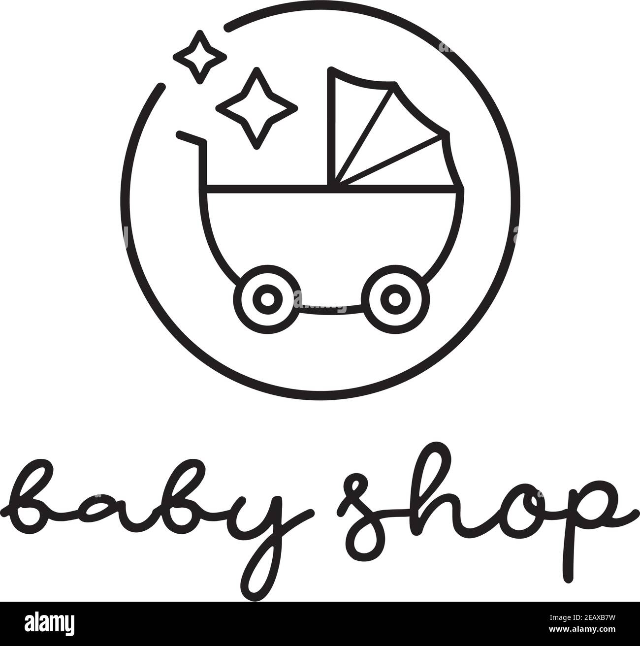 Baby shop vector illustration icon. Simple kids store logo with baby ...