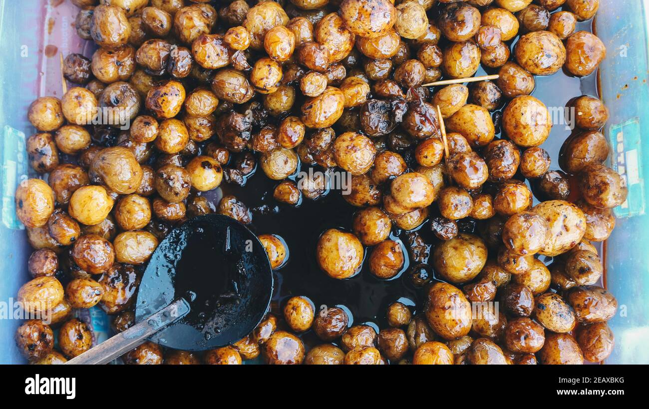 Semur kentang from potato with black sugar. Indonesia traditional food ...