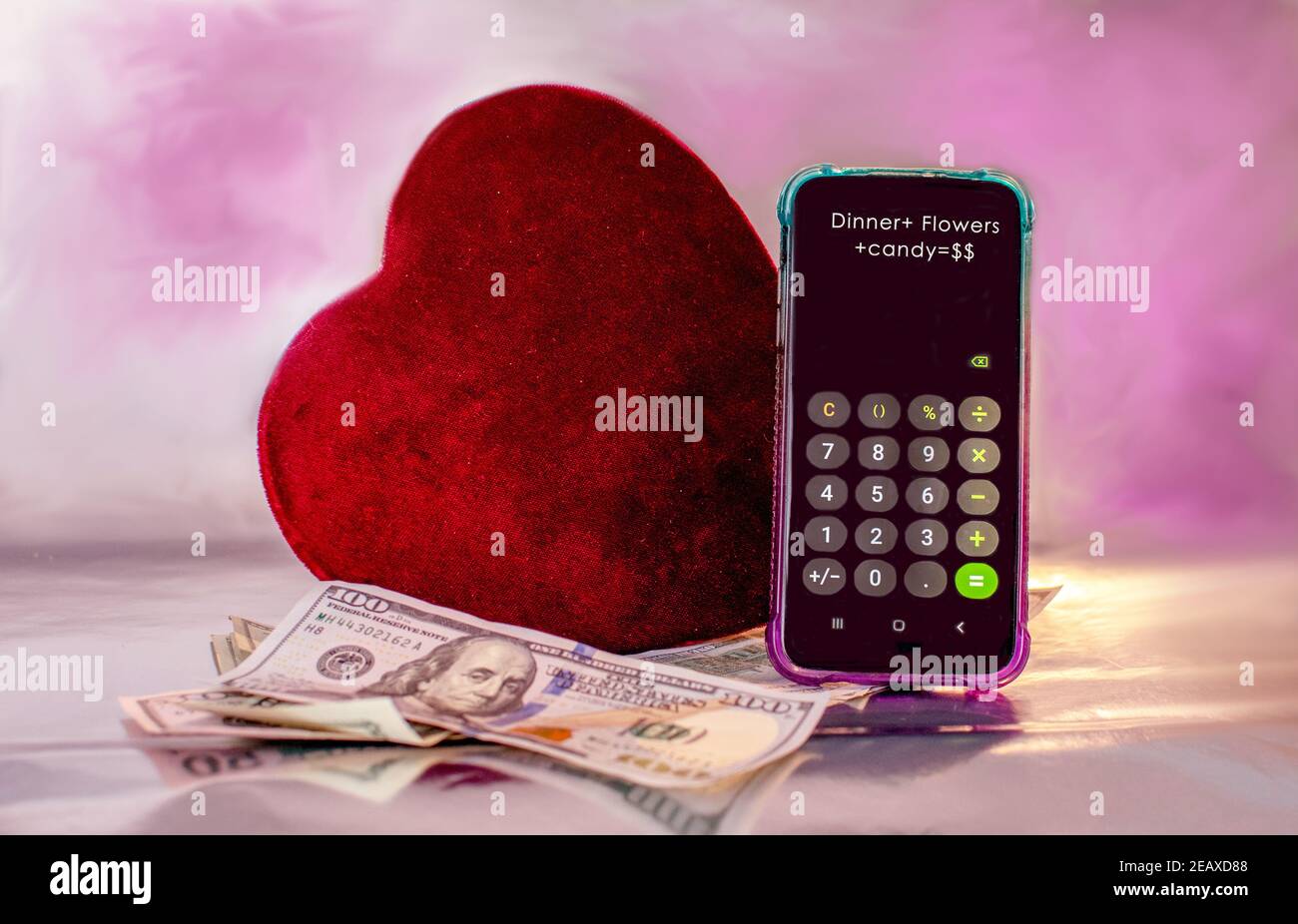 The high cost we pay for love; a calculator sits beside a red heart and ...