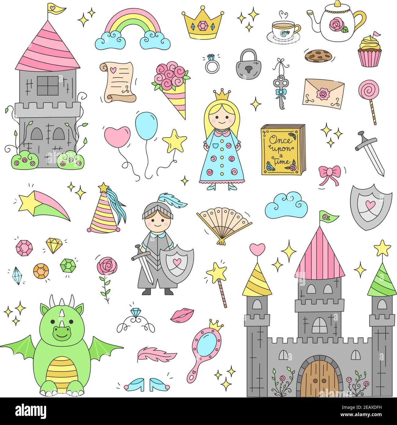 Princess cute vector illustration set Stock Vector Image & Art - Alamy