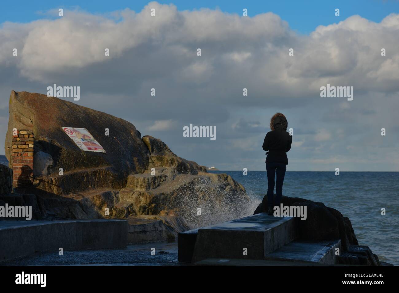 Dublin, Ireland. 10th Feb, 2021. A person observes the sea at the Forty ...